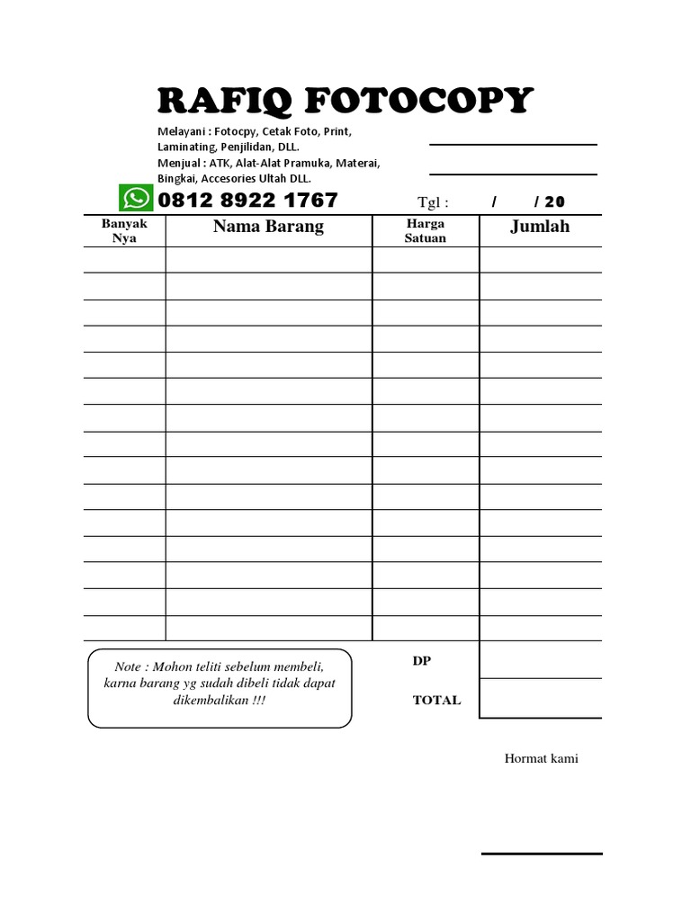 Rafiq Fotocopy Nota | PDF