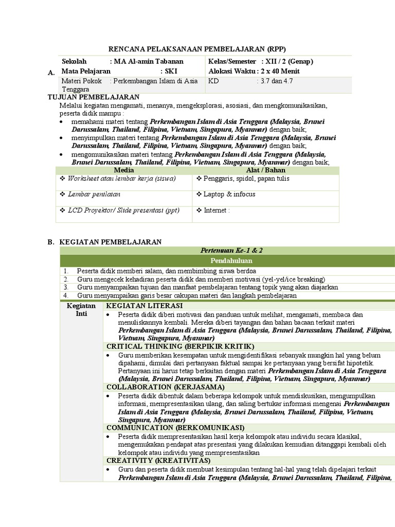 RPP II SKI Kelas 12 | PDF