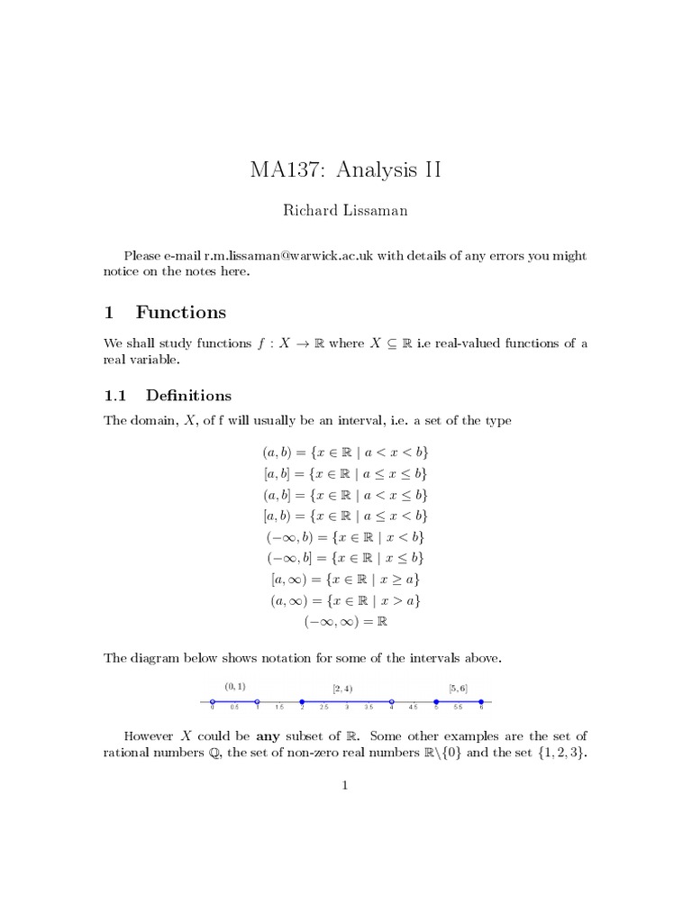 Lecture Notes Term 2 Analysis | PDF | Function (Mathematics) | Analysis