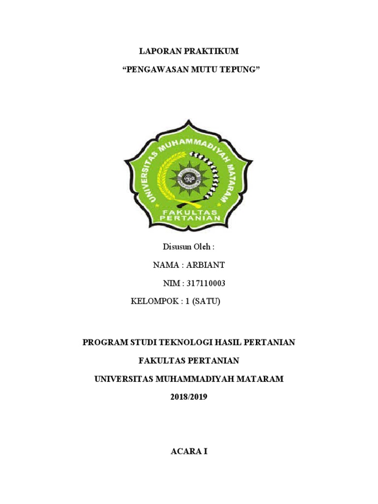 Laporan Pengawasan Mutu Tepung 1 | PDF