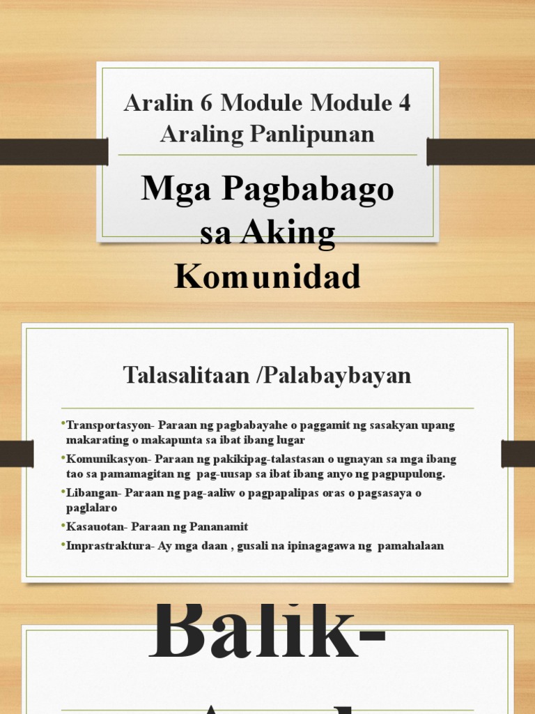 Aralin 6 Module 4 Mga Pagbabago Sa Aking Komunidad | PDF