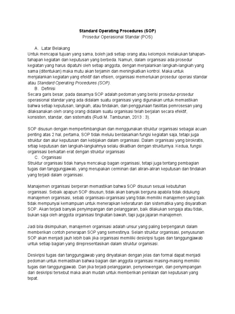 Standard Operating Procedures Sop Pdf