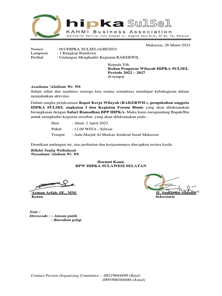001 - A - Surat Undangan Menghadiri Kegiatan | PDF