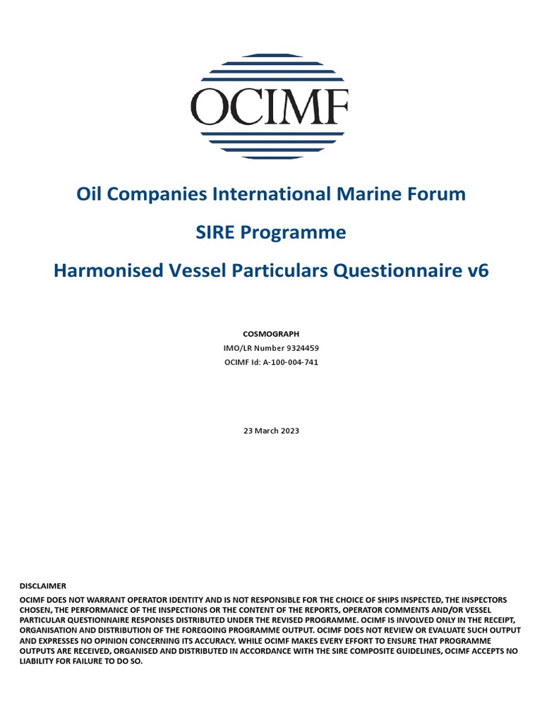 OCIMF | PDF | Tonnage | Ships