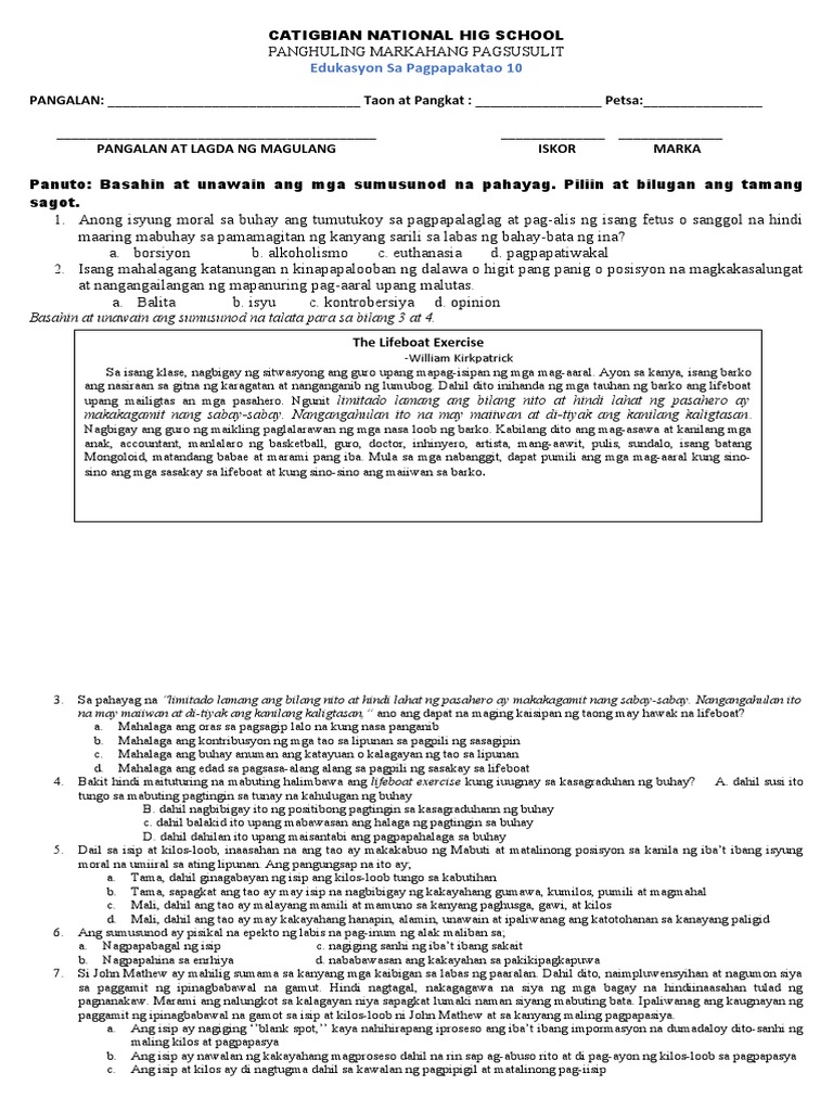 3rd Quarter Esp 10 | PDF
