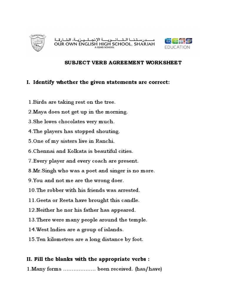 Gr7 English Subject-Verb Agreement | PDF