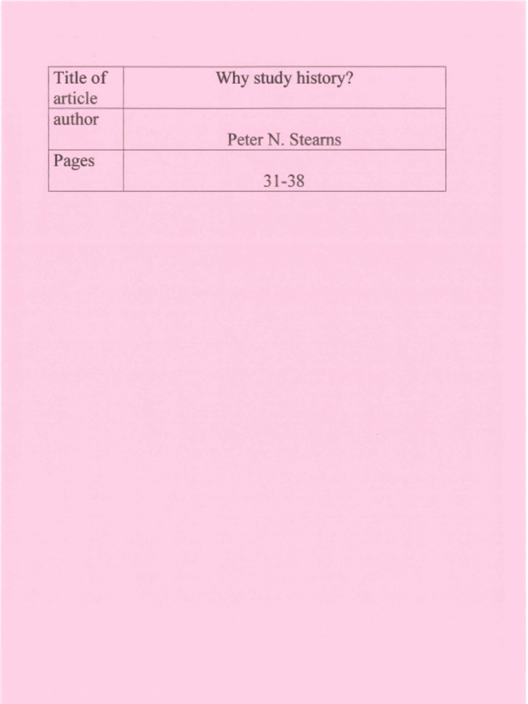 Why Study History (Peter N. Stearns) | PDF