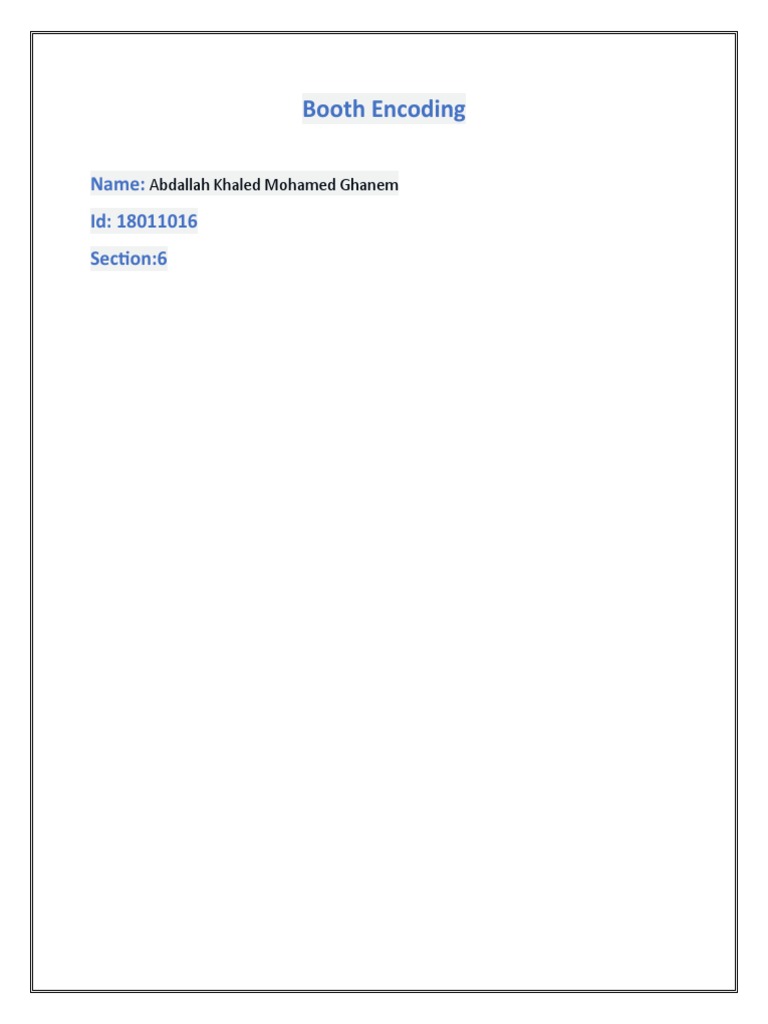 Booth Encoding | PDF