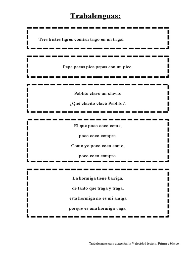 Trabalenguas para Primero | PDF