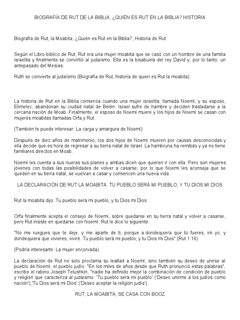 Rut: Moabita y Ancestro de David | PDF | Noemí (figura bíblica) | Libro de rut