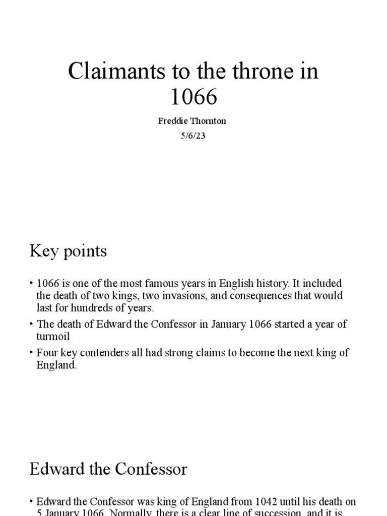 Claimants To The Throne in 1066 | PDF | Medieval England | Anglo Saxon ...
