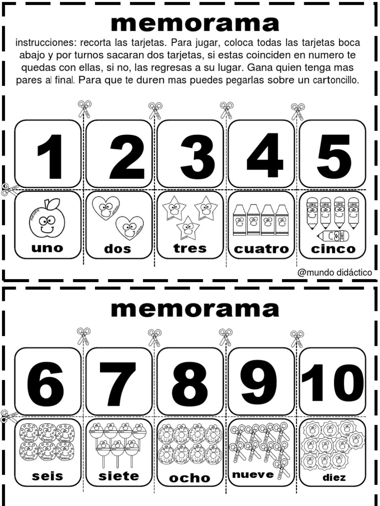 Memorama de Números para Imprimir | PDF | Hogar, jardinería y bricolaje