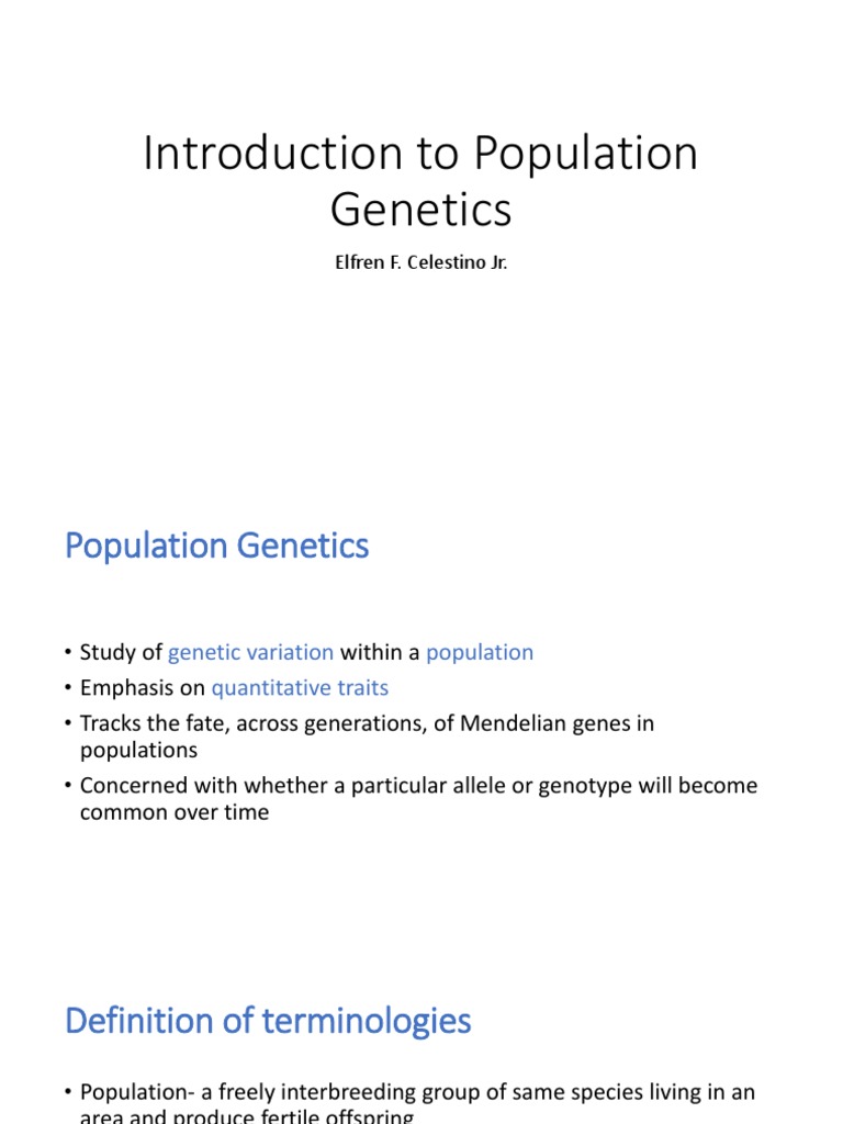 Introduction to Population Genetics | PDF