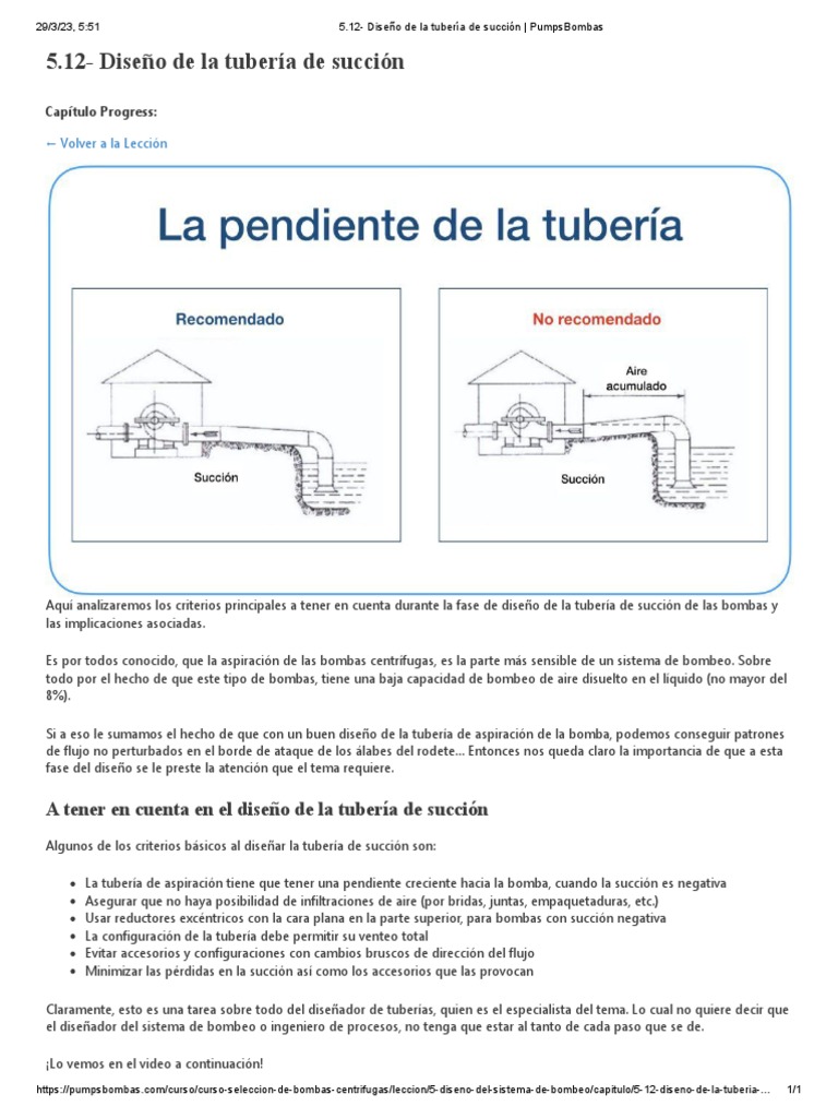 5.12 - Diseño de La Tubería de Succión - PumpsBombas | PDF
