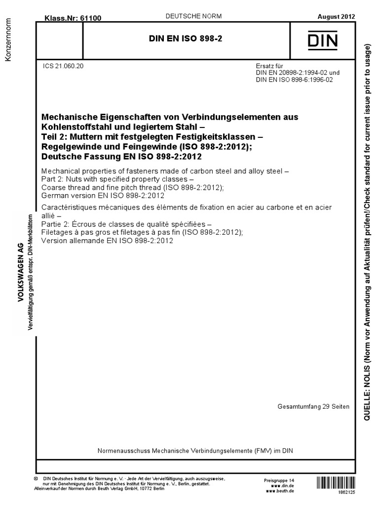 DIN EN ISO 898-2 - Muttern | PDF