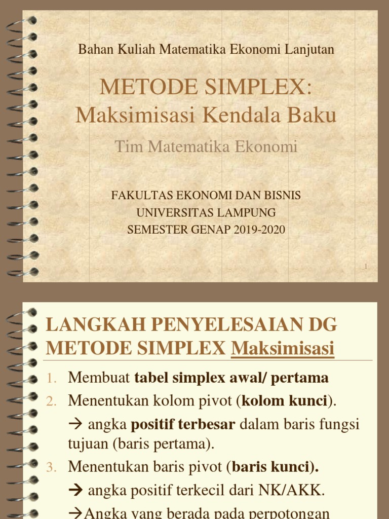 Metode Simplex - Maksimisasi Kendala Baku 2022 | PDF