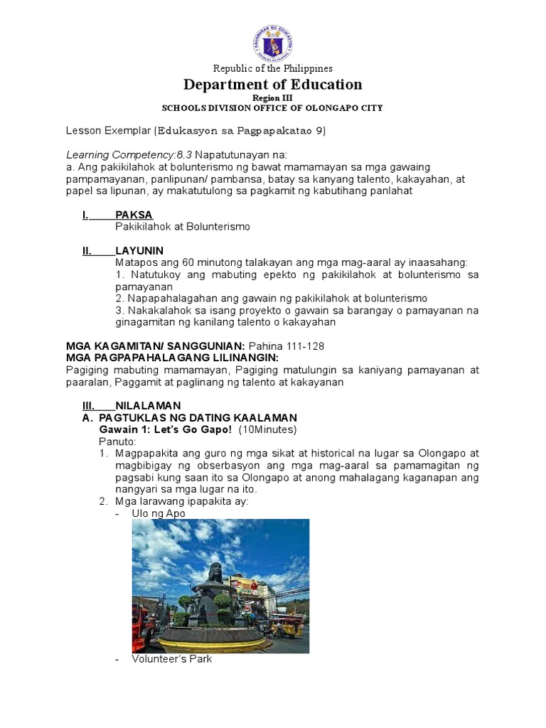 Lesson Exemplar Grade 9 Barroga | PDF