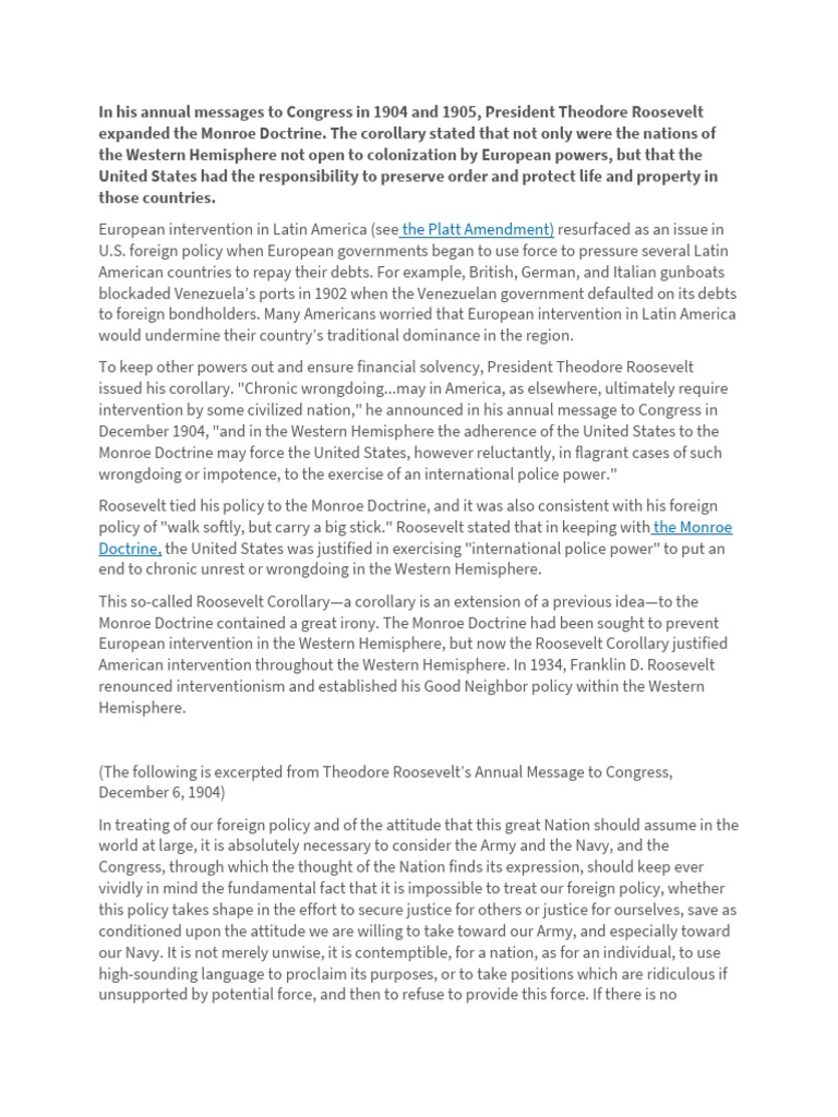 Roosevelt Corollary | PDF