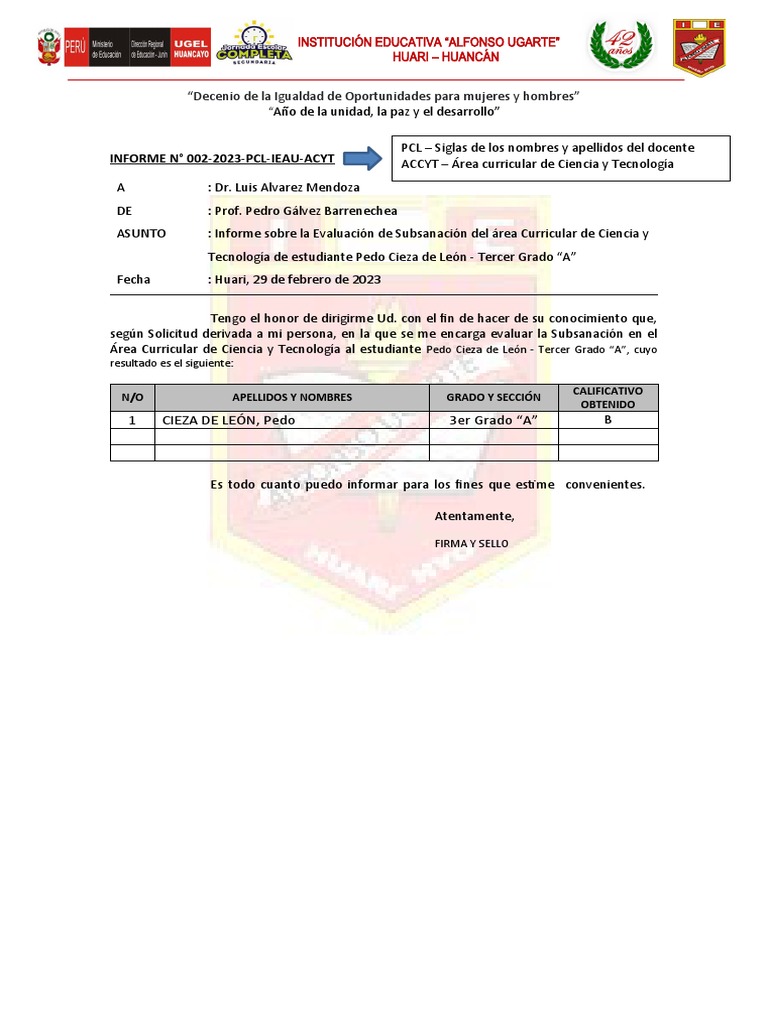 Modelo de Informe de Recuperación | PDF