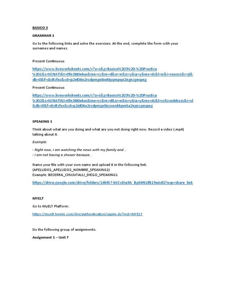 Basic 03 - Practice 01 (Myelt) | PDF