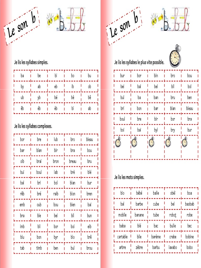 Exercices sur le son "b" et confusions | PDF