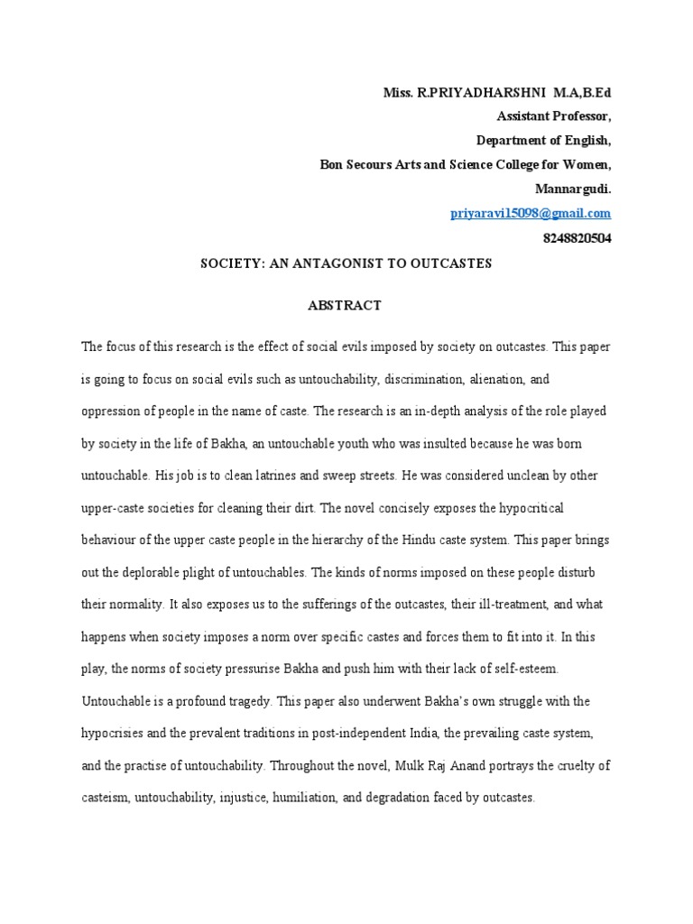 Untouchability: Society's Cruelty to Outcastes | PDF | Dalit | South Asia