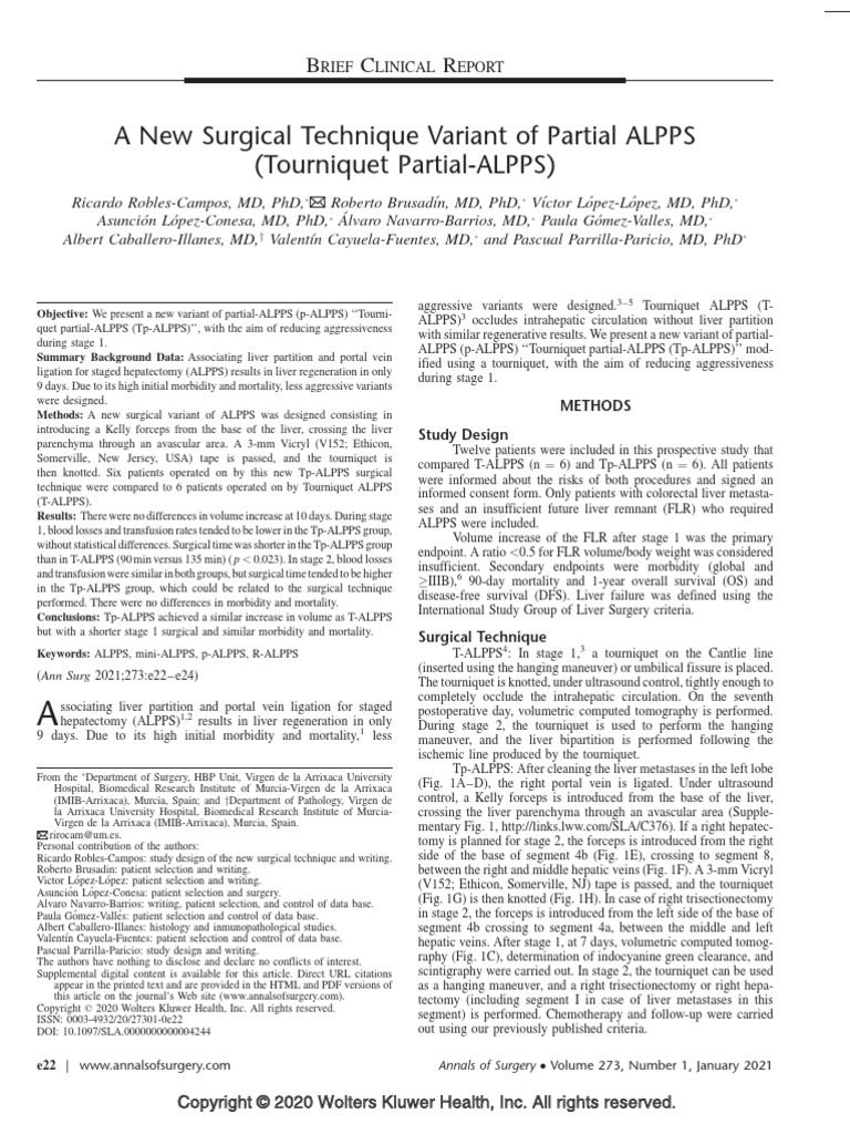 A New Surgical Technique Variant of Partial ALPPS.36 | PDF | Liver ...