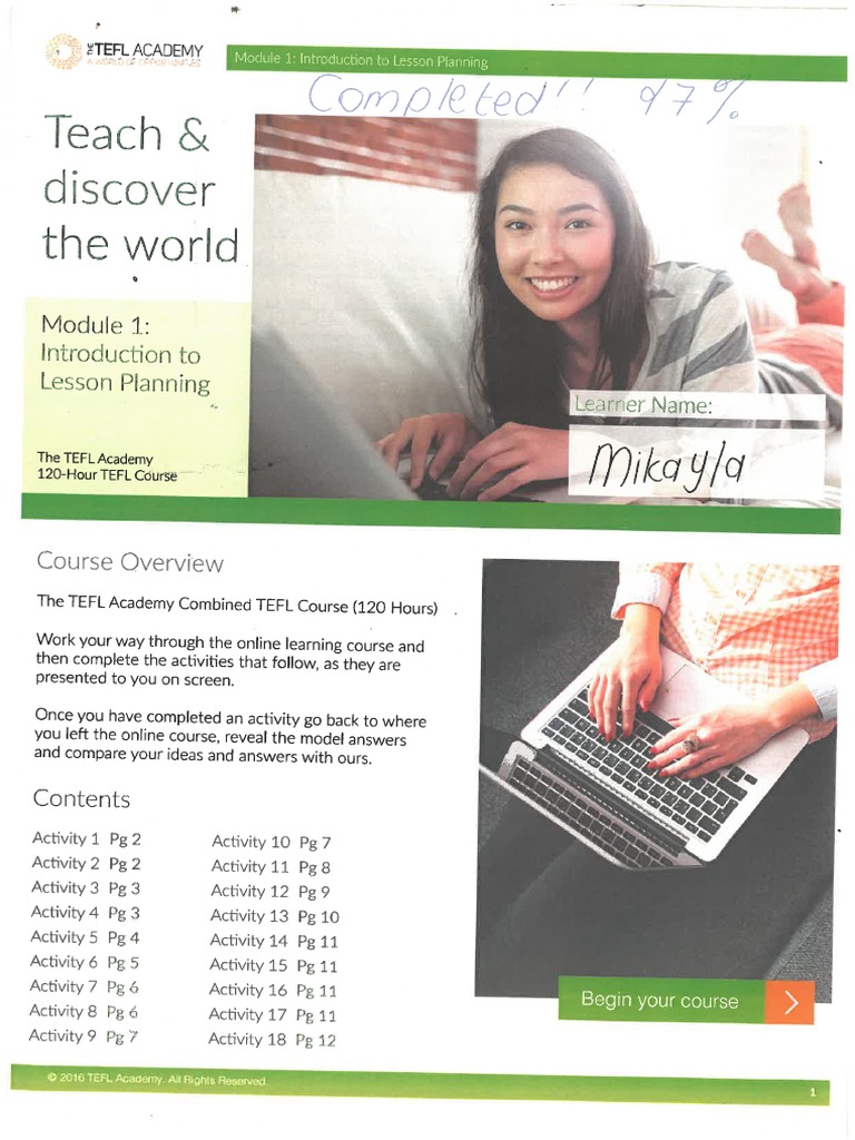 TEFL/ TESL - MODULE 1 With Answers/comments | PDF