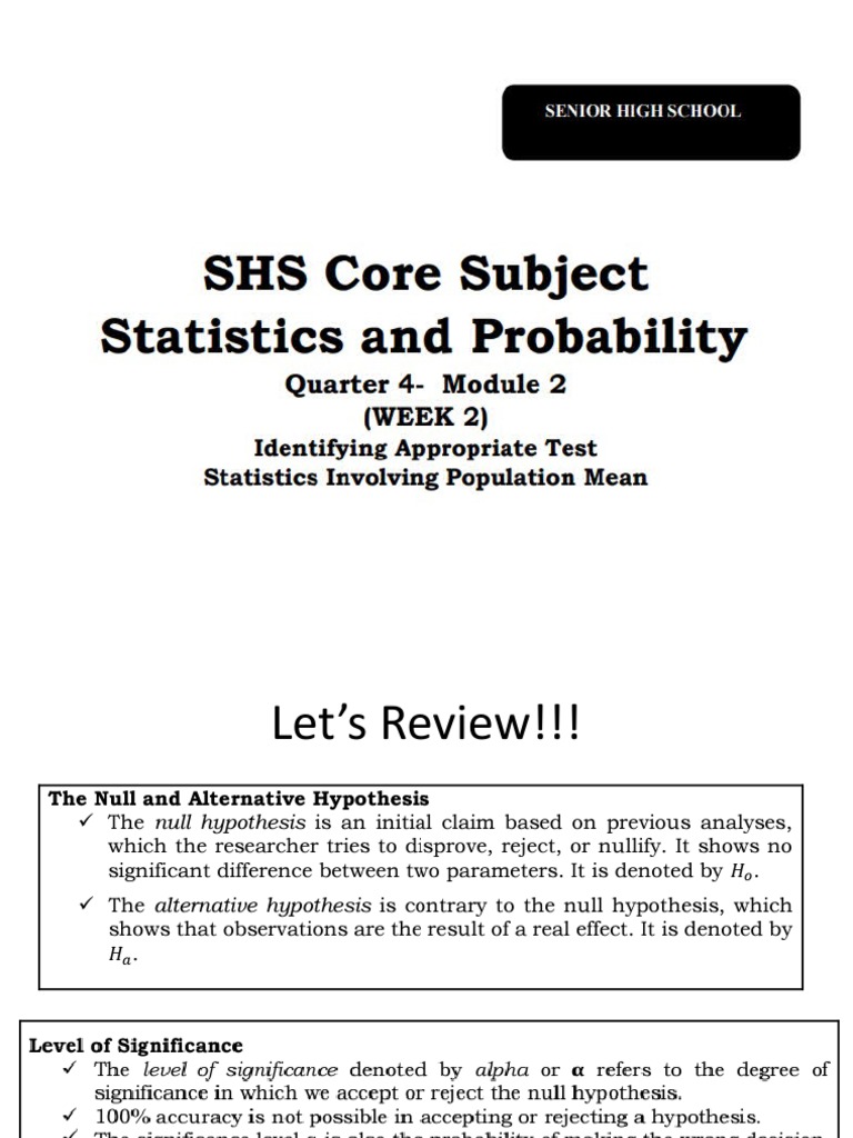 Module 2 - Identifying Appropriate Test Statistic | PDF