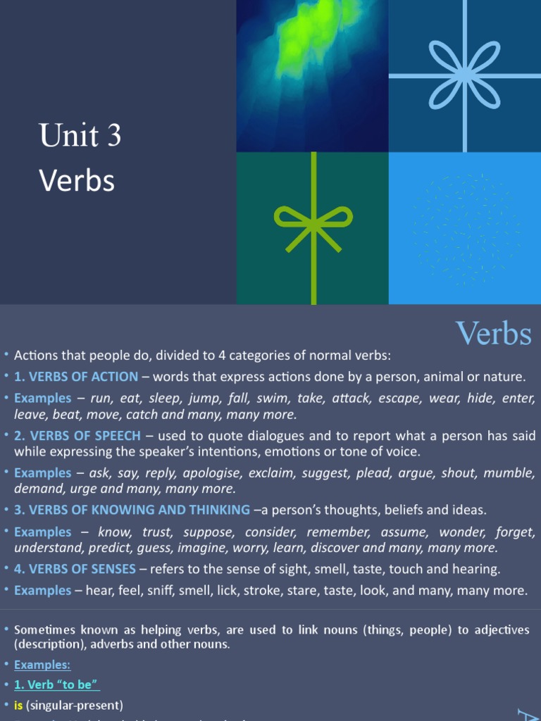 Grammar Unit 3 - Verbs | PDF | Verb | Languages