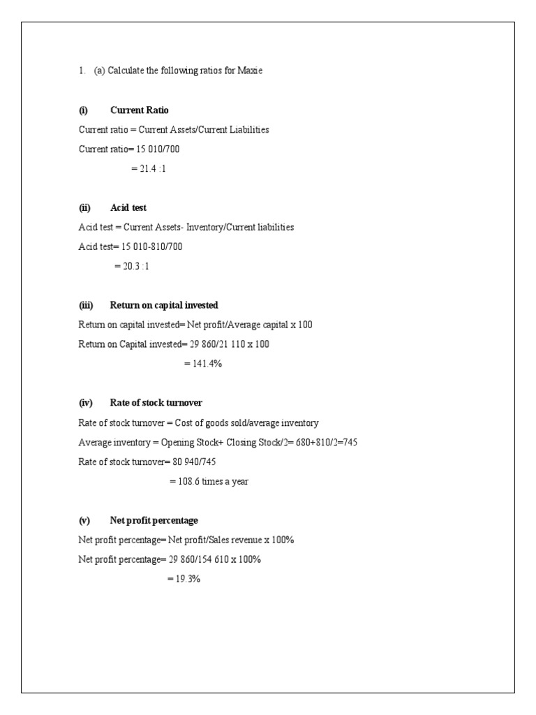 POA HW Ratio Analysis | PDF | Revenue | Net Income