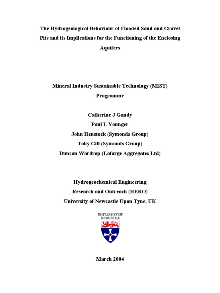 Mitigating The Impacts of Quarry Dewatering in Sand and Gravel Deposits ...