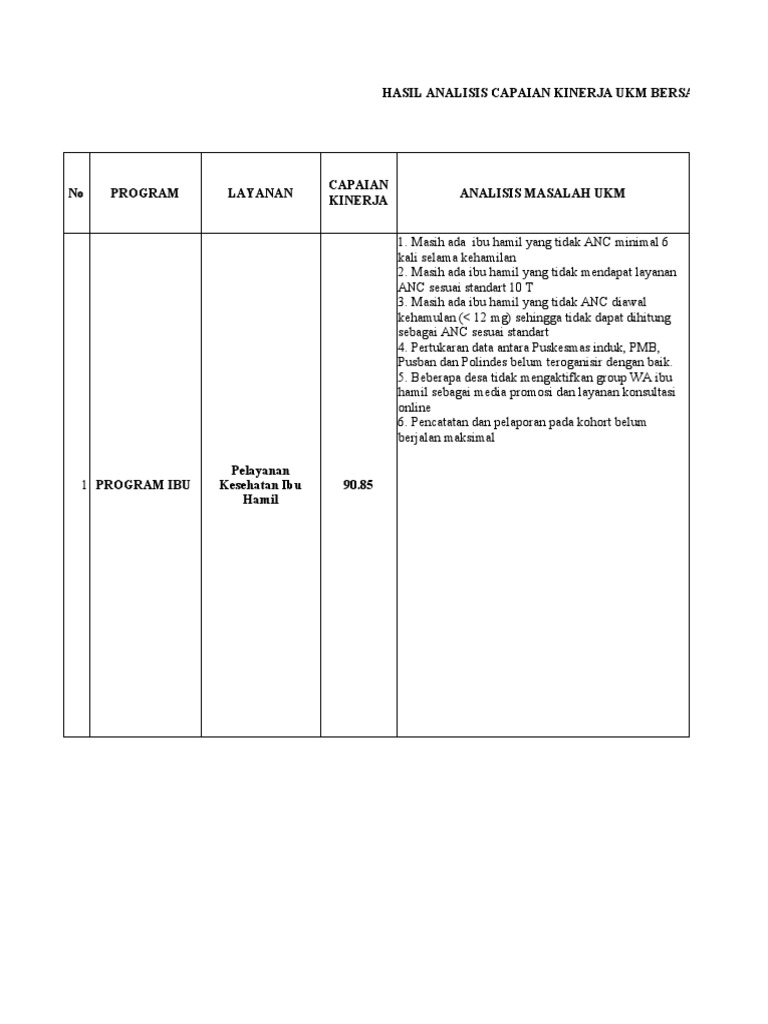 Lampiran Analisis Capaian Kinerja Ukm | PDF