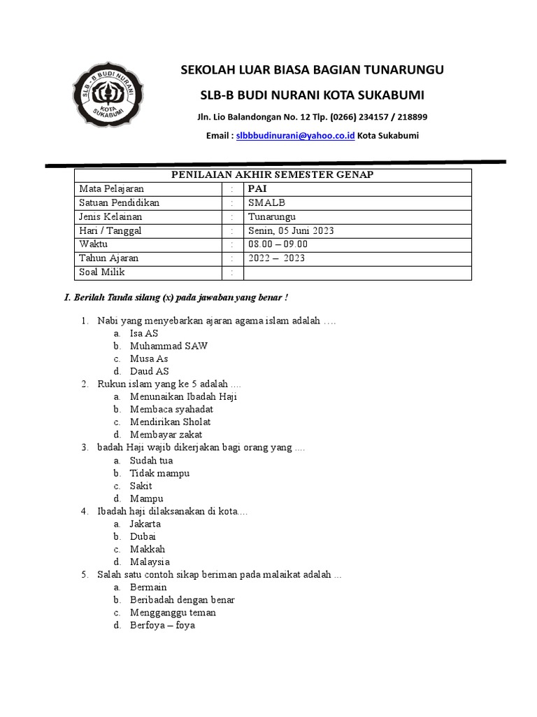 Soal Pai Smalb | PDF
