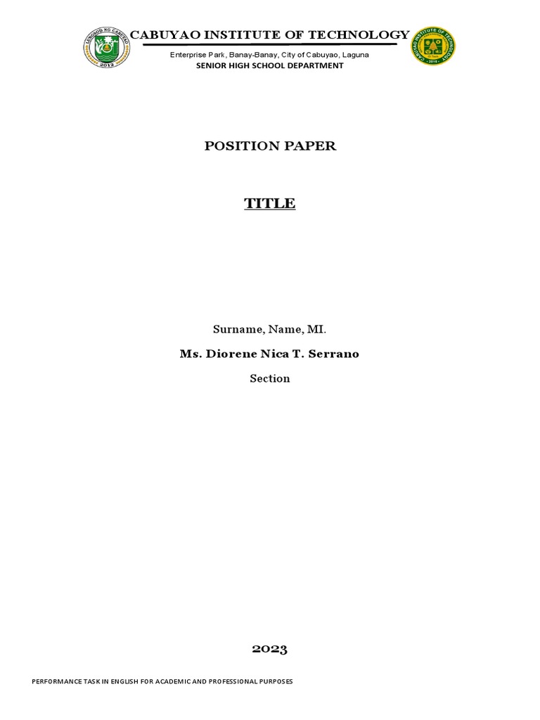 Position Paper Template | PDF