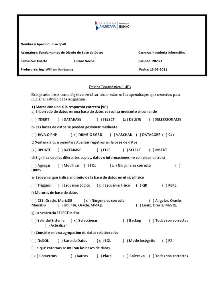 Prueba Diagnostica-2 | PDF | Mi sql | Bases de datos