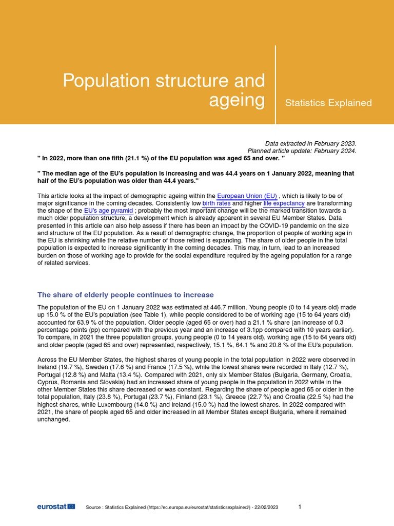Eurostat - Ageing Population | PDF | Demography | European Union