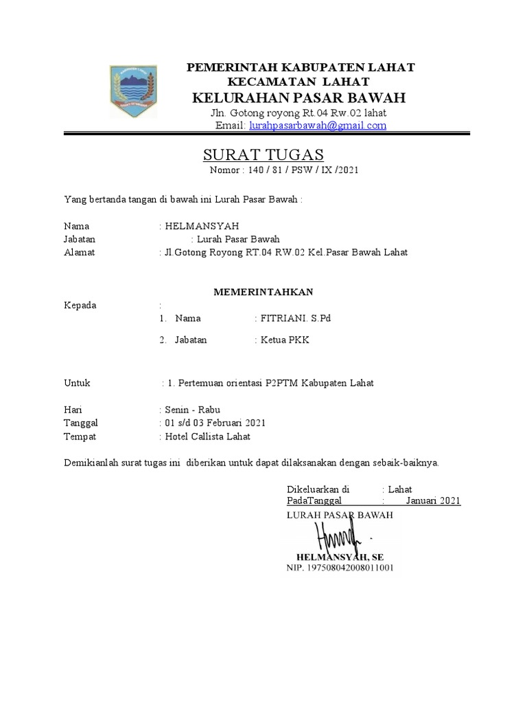 Contoh Surat Tugas Desa | PDF