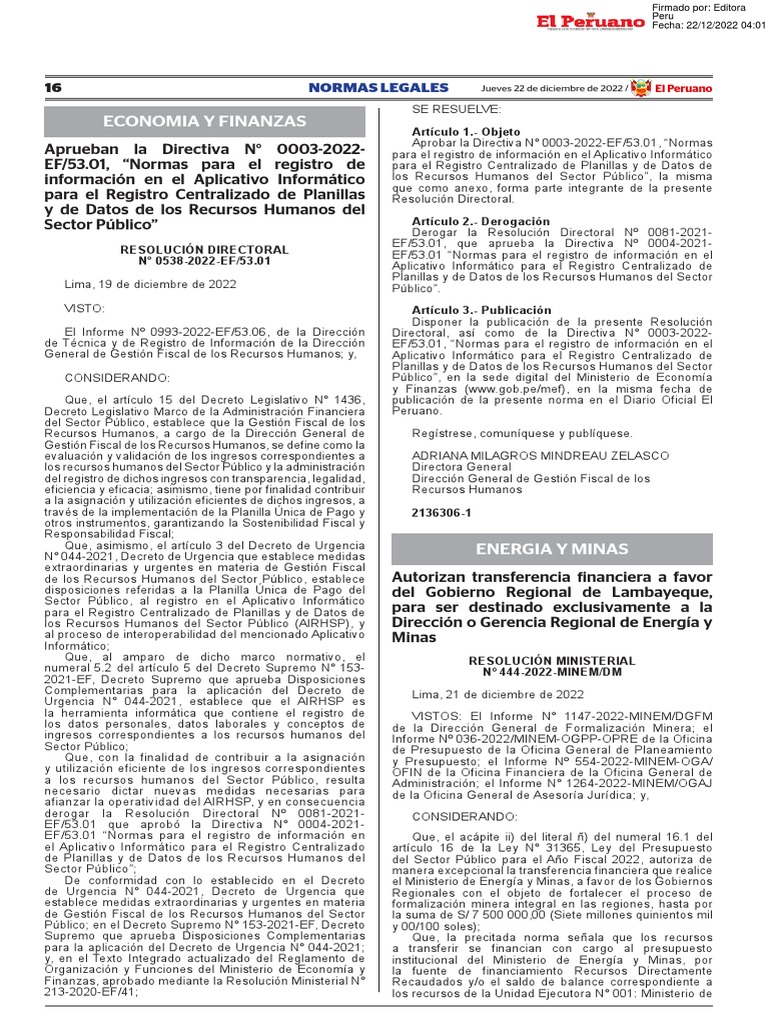 Aprueban La Directiva N 0003 2022 Ef5301 Normas para El Resolucion ... Aprueban La Directiva N 0003 2022 Ef5301 Normas para El Resolucion ...