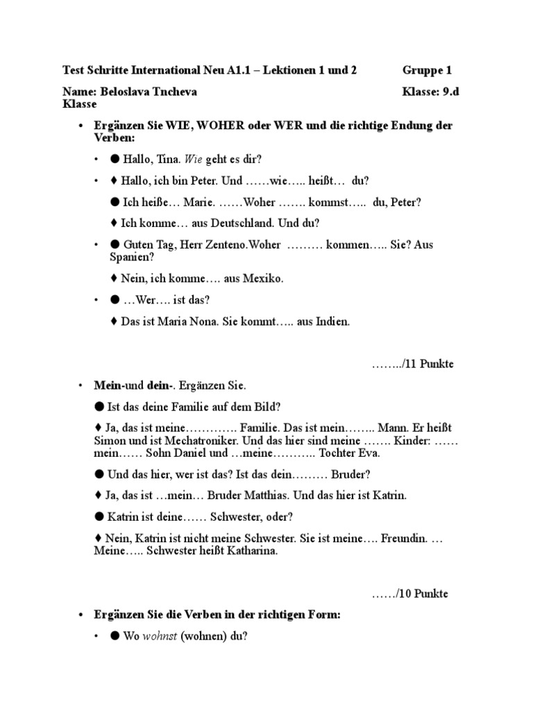 Schritte 1 Lektion 1 Und 2 9 Klasse 1 GR | PDF