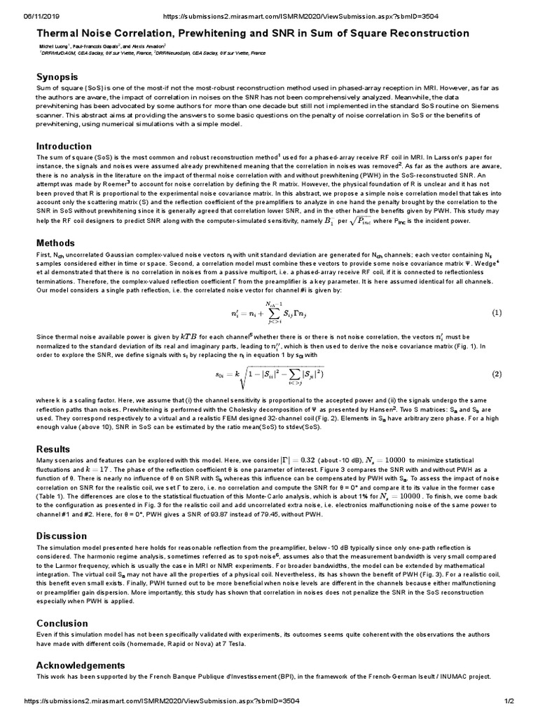 Correlation Prewhitening SNR | PDF