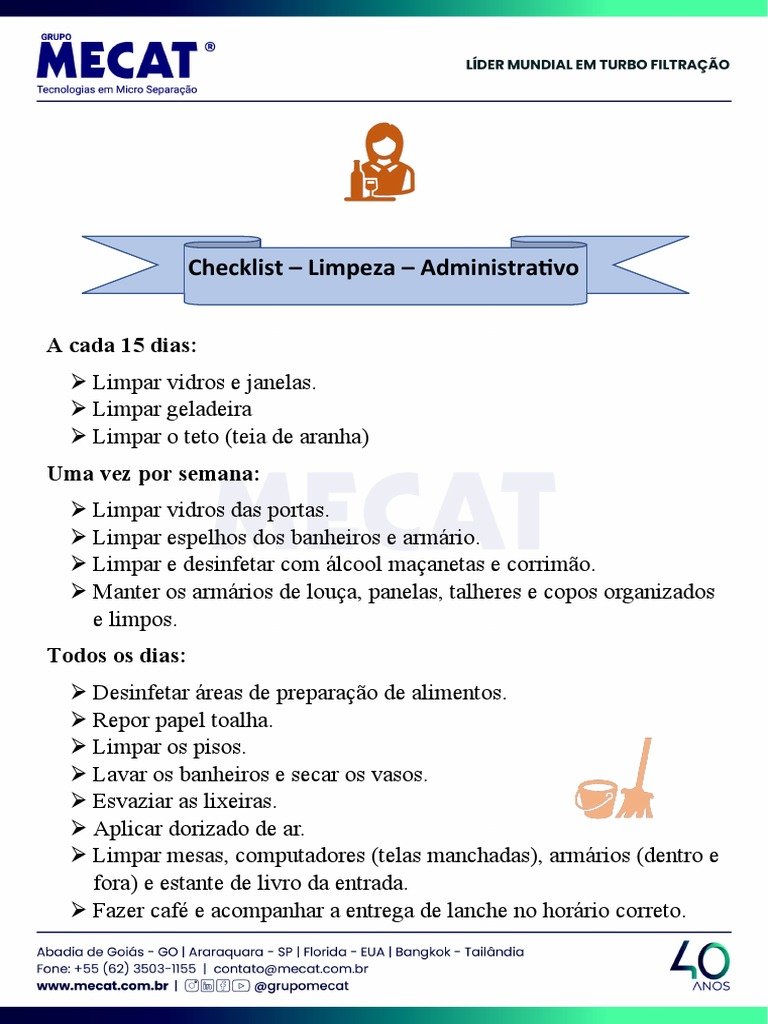 Checklist Limpeza | PDF Checklist Limpeza | PDF