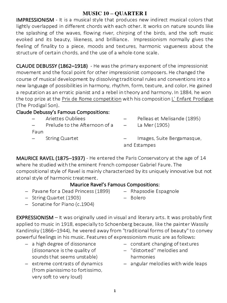 Music 10-Q1-Summary-Lesson | PDF | Electronic Music | Concerto