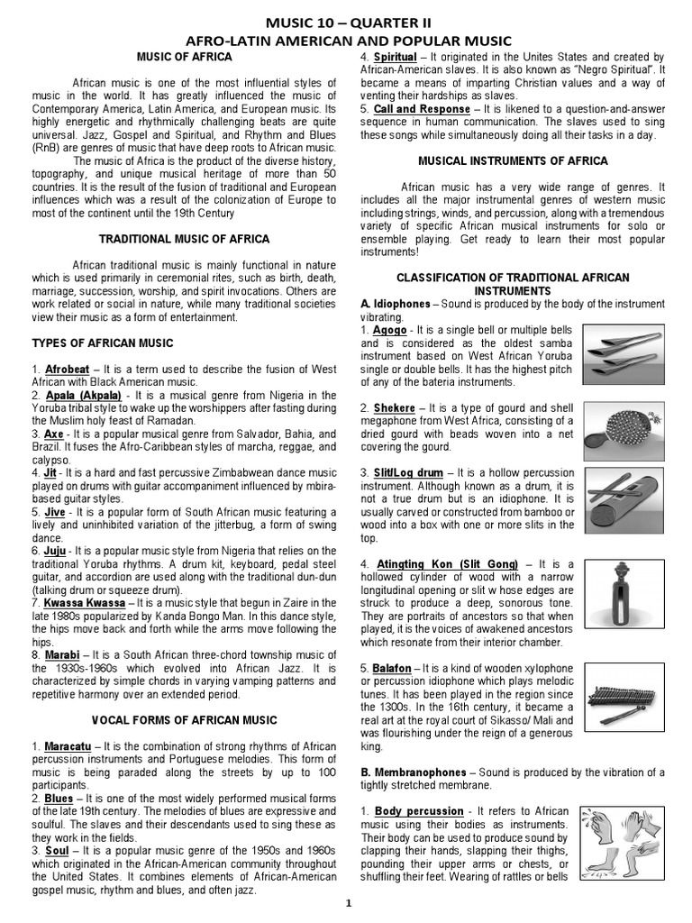 MUSIC 10-QUARTER 2-SUMMARY-LESSON | PDF | Jazz | String Instruments