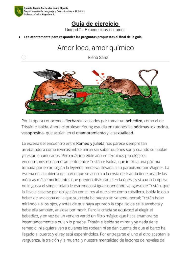 Clase 1 - Guia - Amor Loco, Amor Químico | PDF