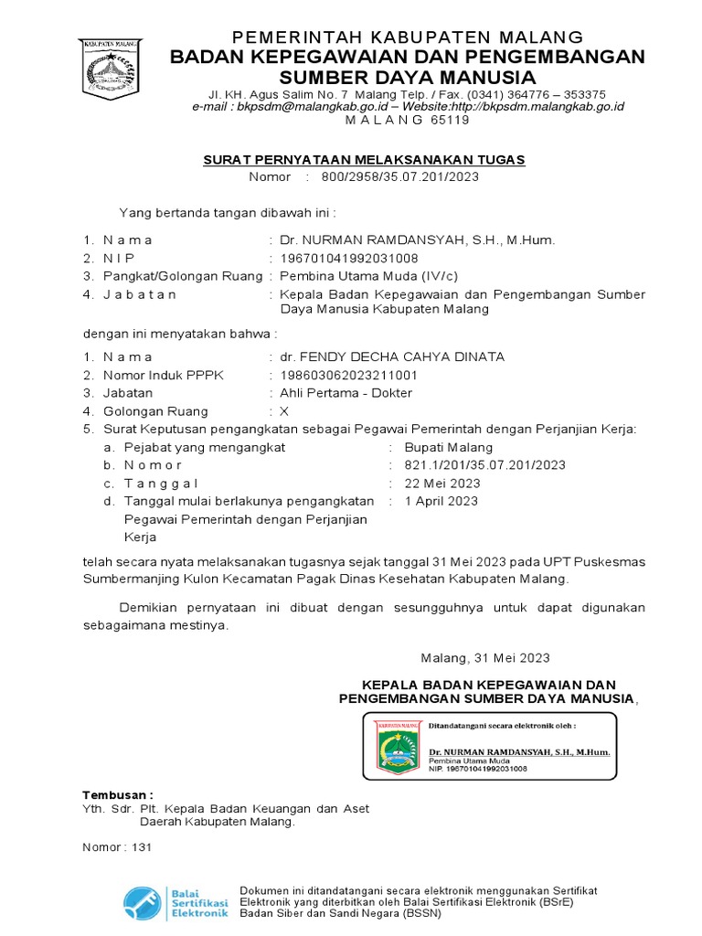 SPMT 198603062023211001 DR - Decha Sign | PDF