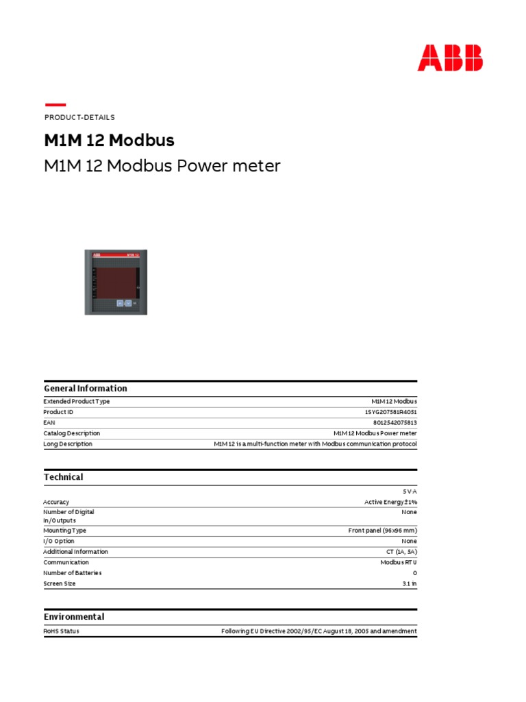 1SYG207581R4051 m1m 12 Modbus | PDF | Computing | Electronics