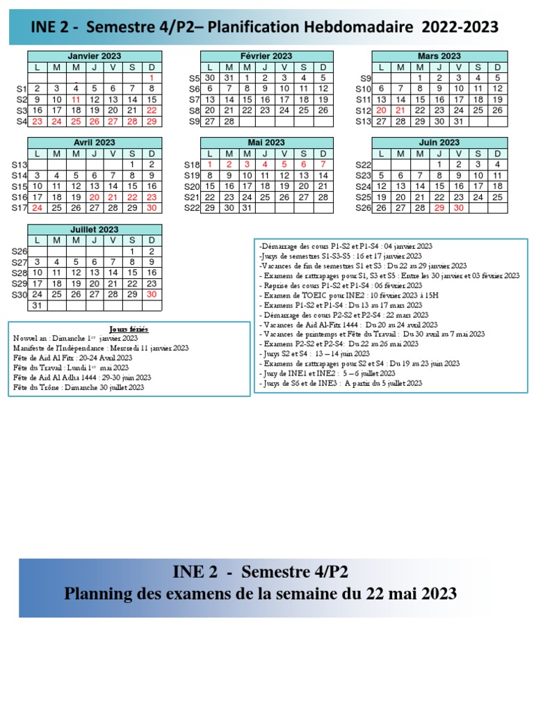 Calendrier Ine2 | PDF | Informatique | Informatique