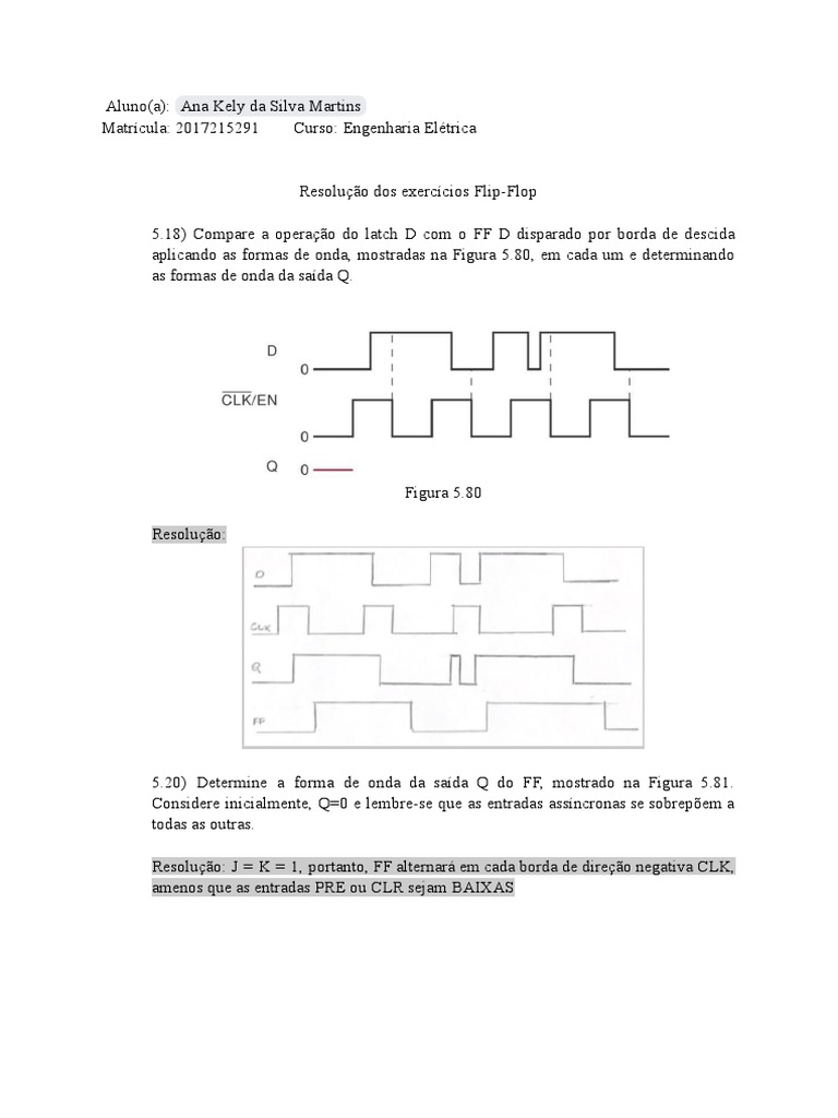 Atividade Circuitos Digitais - FLIP-FLOP | PDF