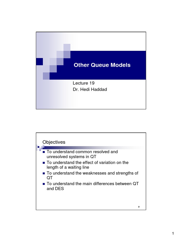 Lecture 19- Common Queue Models | PDF | Statistical Theory | Applied ...